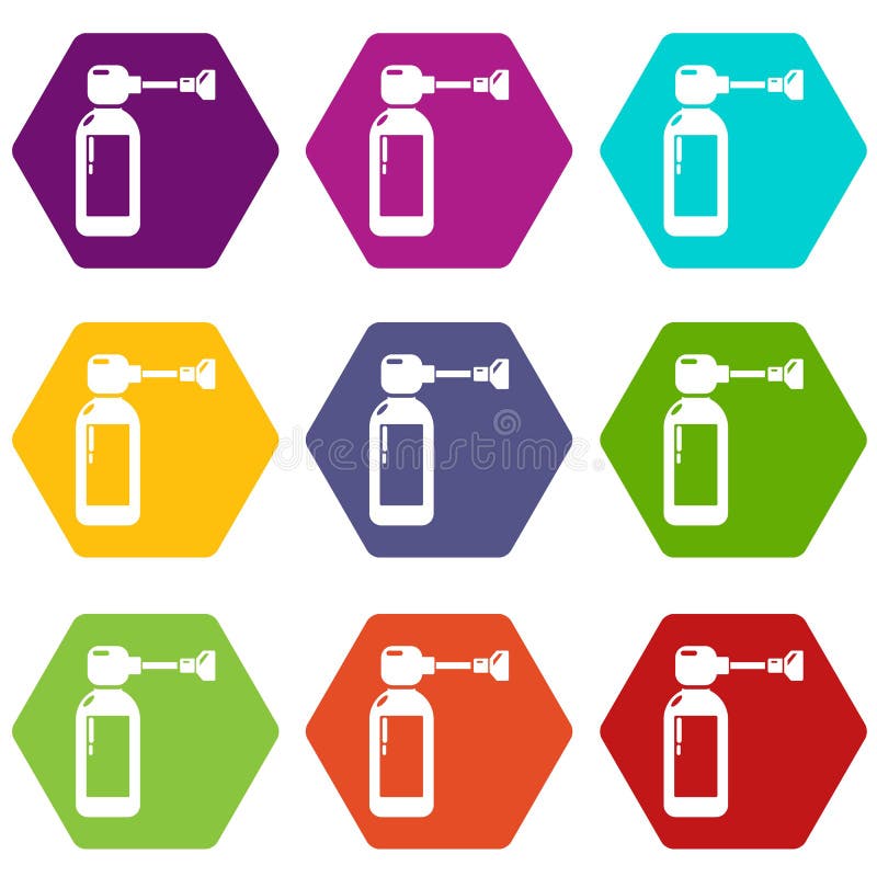 Inhaler icons set 9 vector stock vector. Illustration of bronchial ...