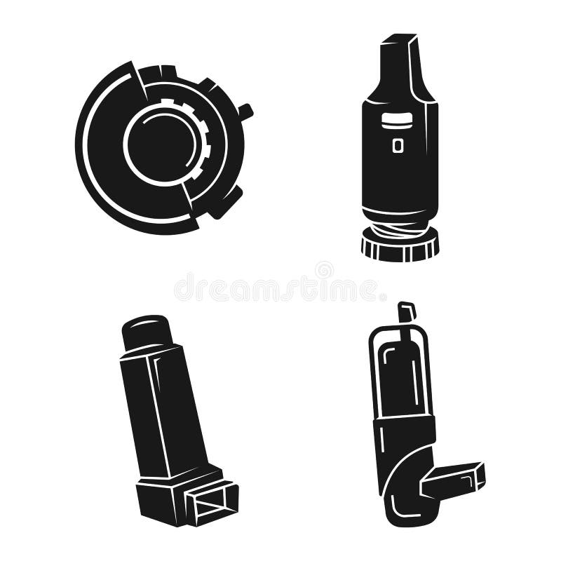 Inhaler Icons Set, Simple Style Stock Vector - Illustration of breath ...
