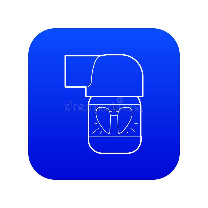 Inhaler for Lung Icon Blue Vector Stock Vector - Illustration of exhale ...
