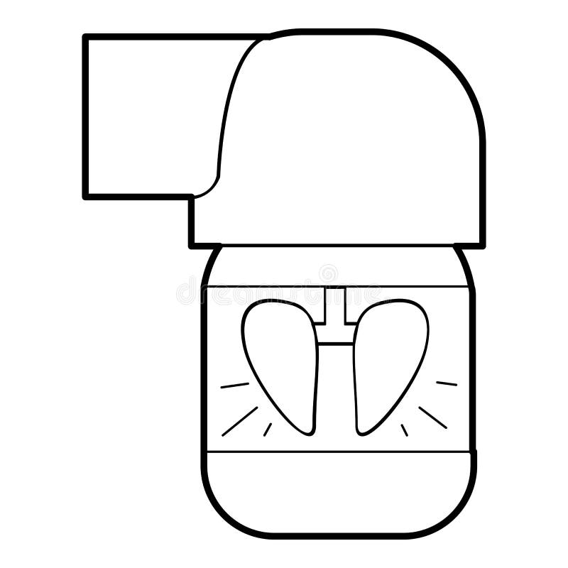 Inhaler for Lung Icon, Outline Style Stock Vector - Illustration of ...