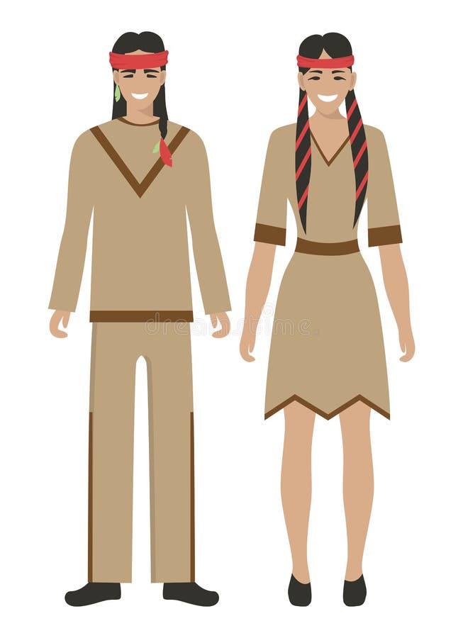 Inheemse Amerikanen, Dansend Indisch Jongen En Meisje in Traditioneel ...