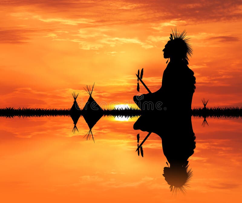 Inheemse Indiaan in De Tent Bij Zonsondergang Stock Foto - Image of ...