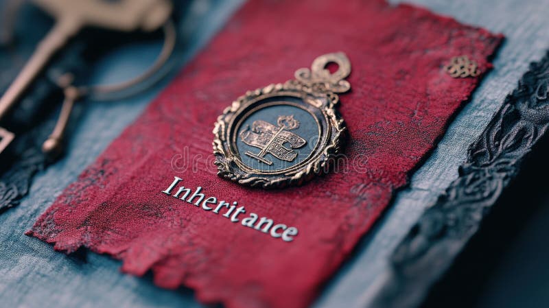 Inheritance Document with Ornate Design and Vintage Key Evokes Sense of ...