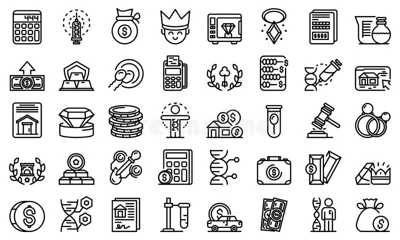 Inheritance Icons Set, Outline Style Stock Illustration - Illustration ...