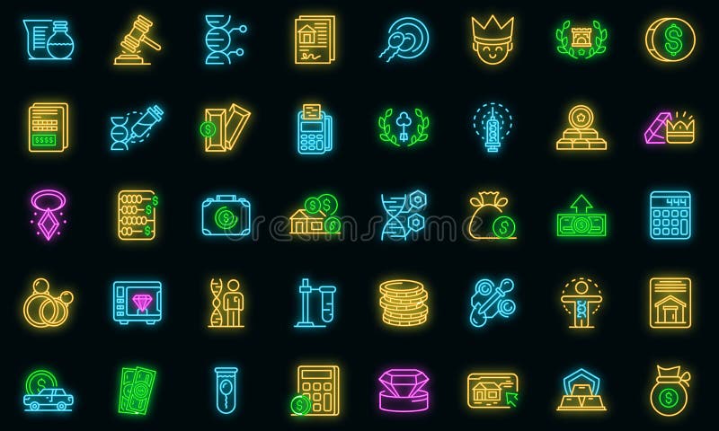 Inheritance Icons Set Vector Neon Stock Vector - Illustration of plan ...