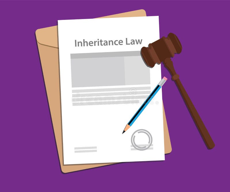Inheritance Law Concept Illustration with Paperworks, Pen and a Judge ...
