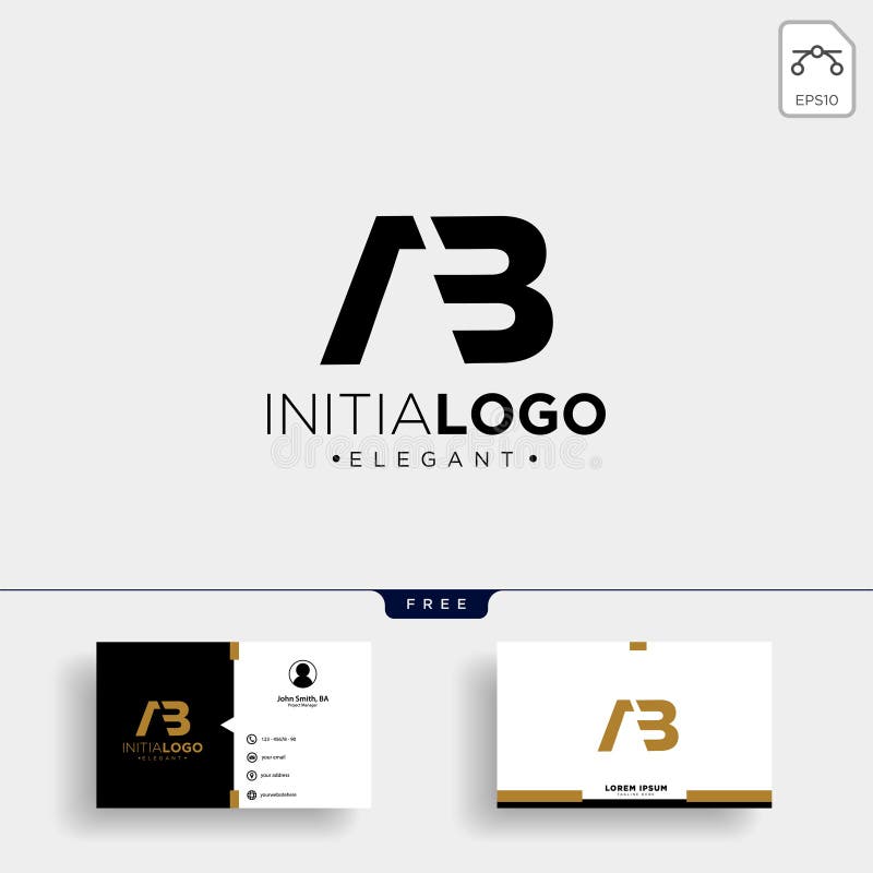 Initial AB Abstract Geometric Logo Template and Business Card Design ...