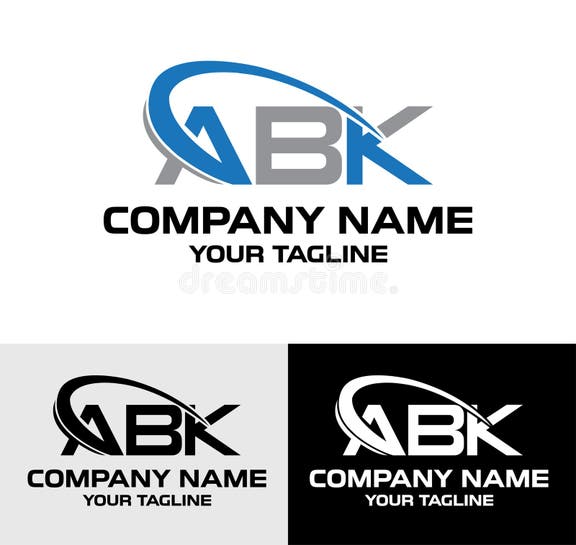 Initial ABK Letter Modern Typography Logo Design Template Stock Vector ...