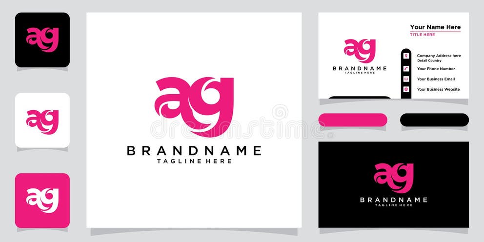Initial AG Logo Design with Business Card Design Stock Vector ...