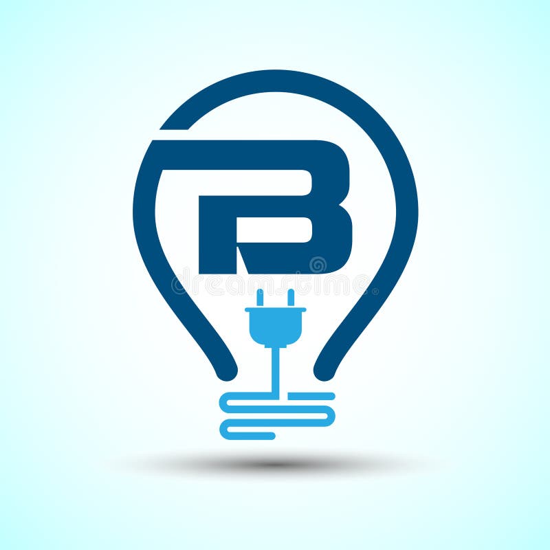 Initial Alphabet B with an Electric Bulb and Plug. Electricity Logo ...