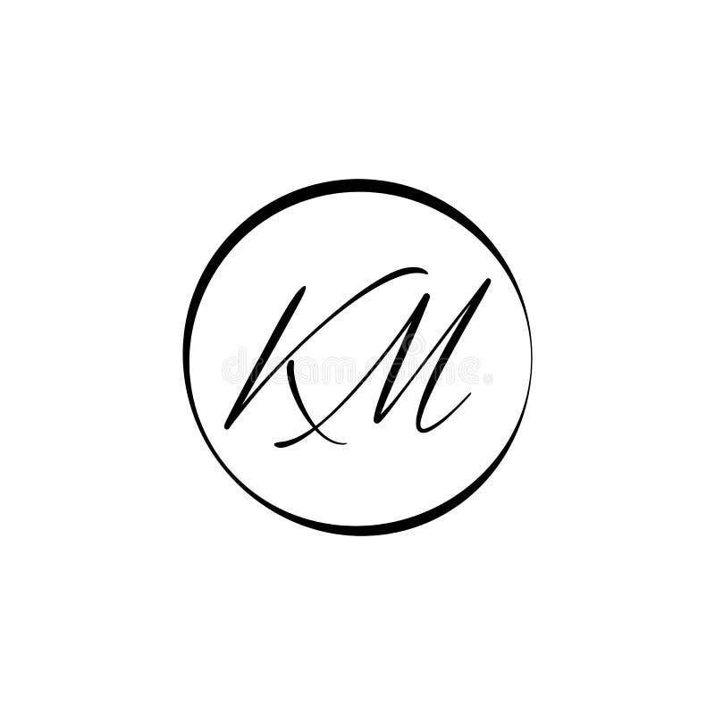 KM K M Black Letter Logo Design with Purple Magenta Swoosh Stock Vector ...