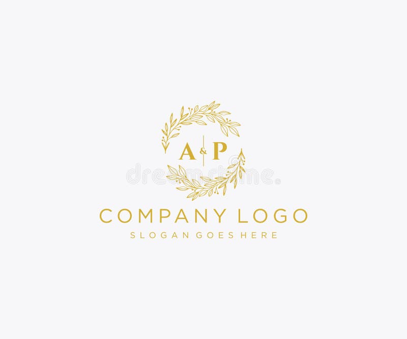 Initial AP Letters Floral Frames. Monogram Wedding, Wedding Invitation ...