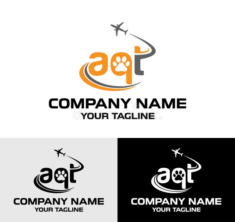 Initial AQT Letter Animal Transportation Logo Design Stock Illustration ...