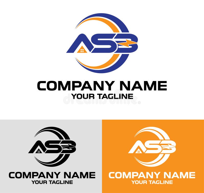 Initial ASB Letter Electric Modern Typography Swoosh Logo Design ...