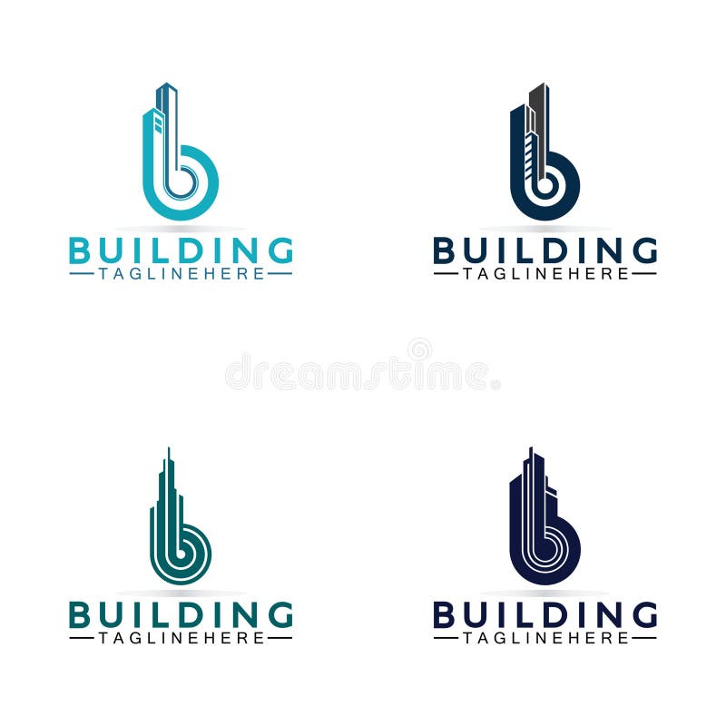 Initial B with Building Vector Logo Design. Letter B Logo Formed ...