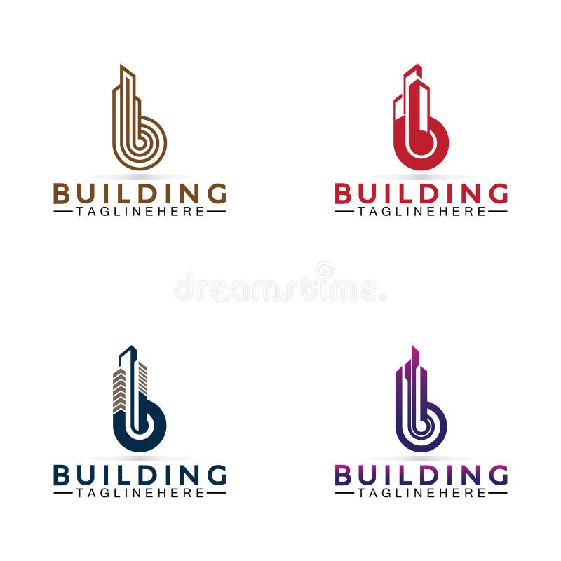 Initial B with Building Vector Logo Design. Letter B Logo Formed ...