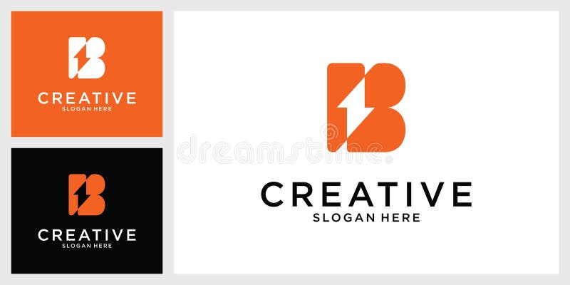 Initial B Letter with Lightning Bolt Logo Vector Stock Vector ...