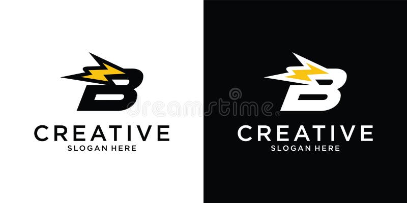 Initial B Letter with Lightning Bolt Logo Vector Stock Vector ...