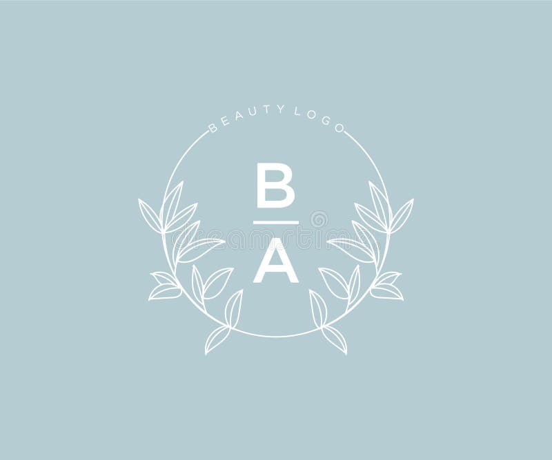 Initial BA Letters Beautiful Floral Feminine Editable Premade Monoline ...