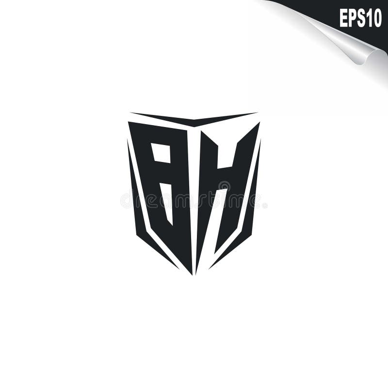 Initial BH Logo Design with Shield Style, Logo Business Branding Stock ...