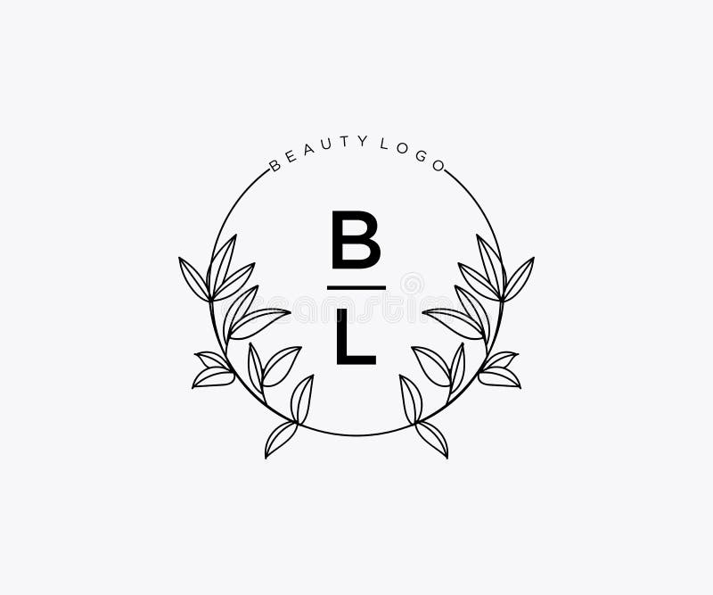 Initial BL Letters Beautiful Floral Feminine Editable Premade Monoline ...