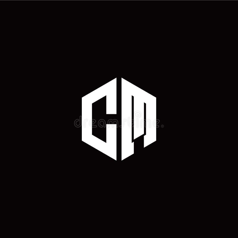 Initial C M Letter with Polygon Modern Style Logo Template Vector Stock ...