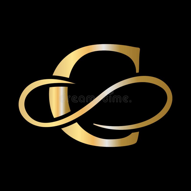 Initial C Monogram Alphabet. Creative Letter C with Swoosh, Gold Logo ...