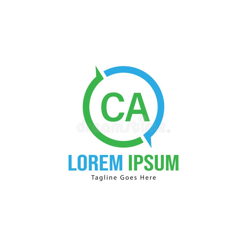 Initial CA Logo Template with Modern Frame. Minimalist CA Letter Logo ...