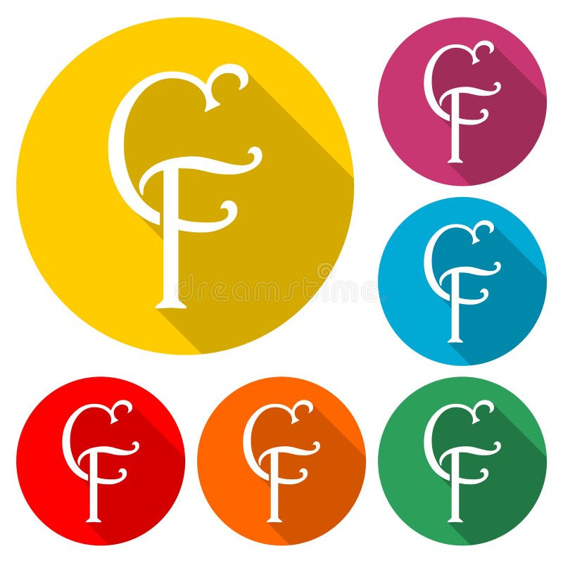 Initial CF Letter Logo with Long Shadow Stock Vector - Illustration of ...