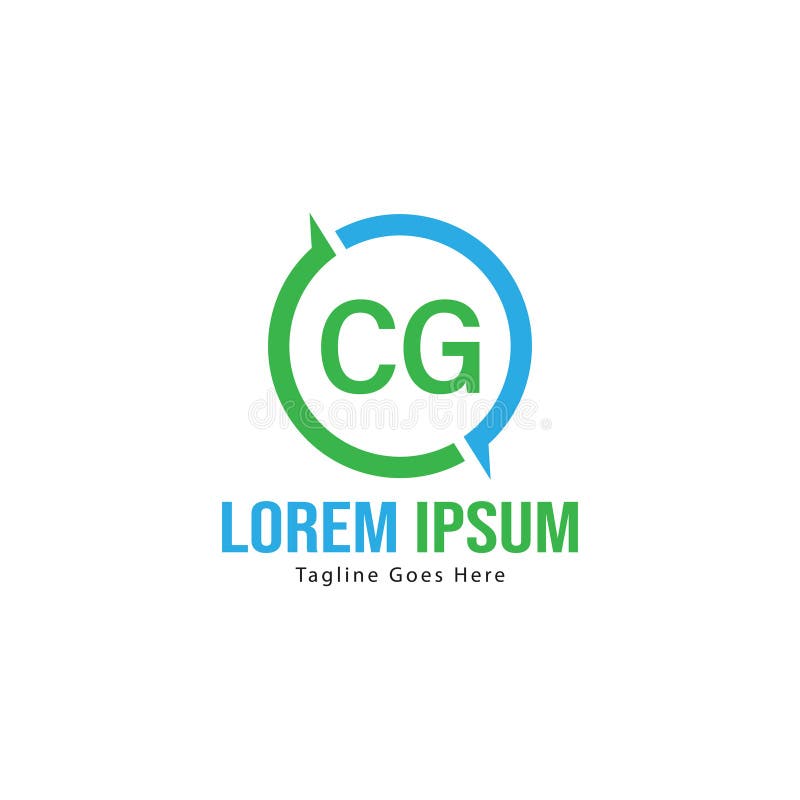 Initial CG Logo Template with Modern Frame. Minimalist CG Letter Logo ...