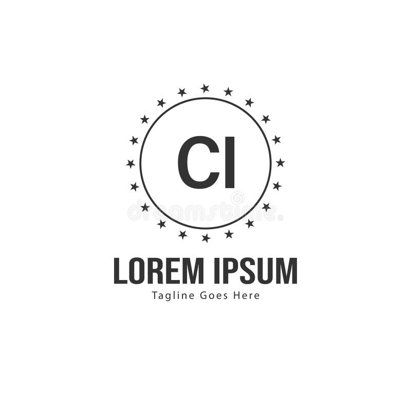 Initial CI Logo Template with Modern Frame. Minimalist CI Letter Logo ...