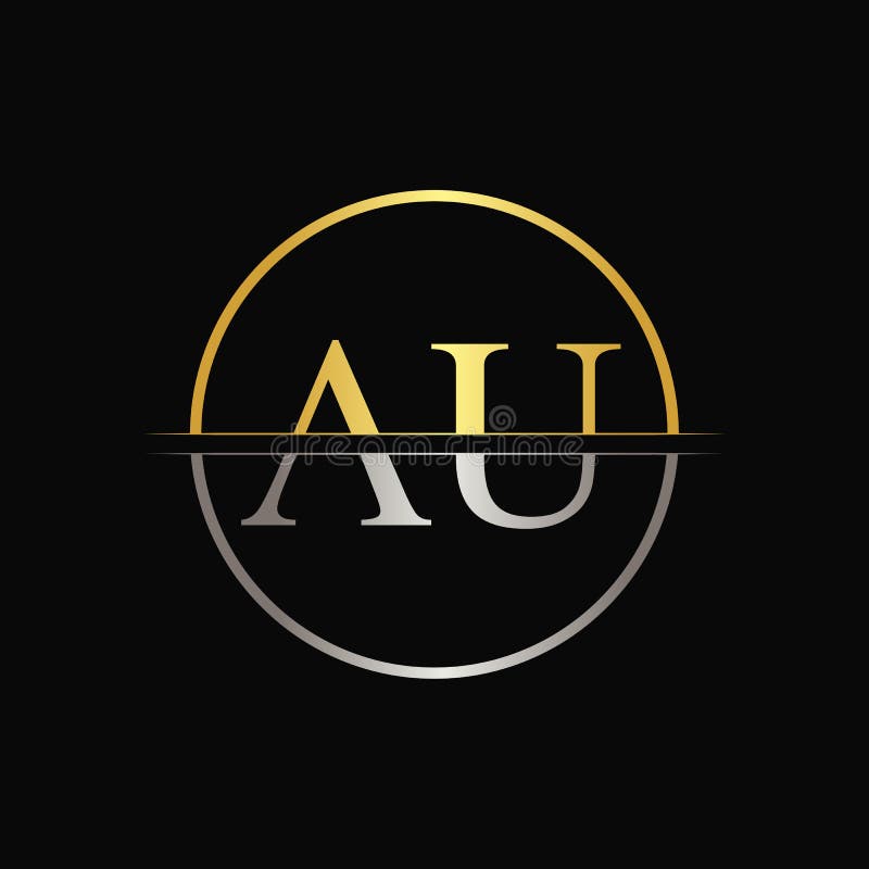 Initial Circle AU Letter with Modern Typography Vector Template ...