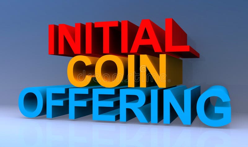 Initial Coin Offering on Blue Stock Illustration - Illustration of blue ...