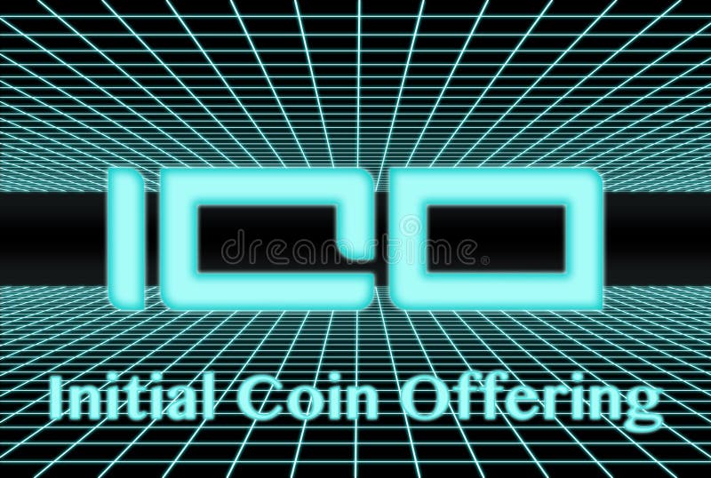Initial Coin Offering with 3d Grid Stock Illustration - Illustration of ...
