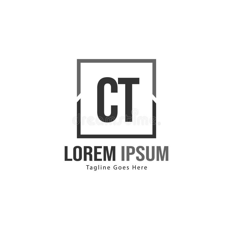 Initial CT Logo Template with Modern Frame. Minimalist CT Letter Logo ...
