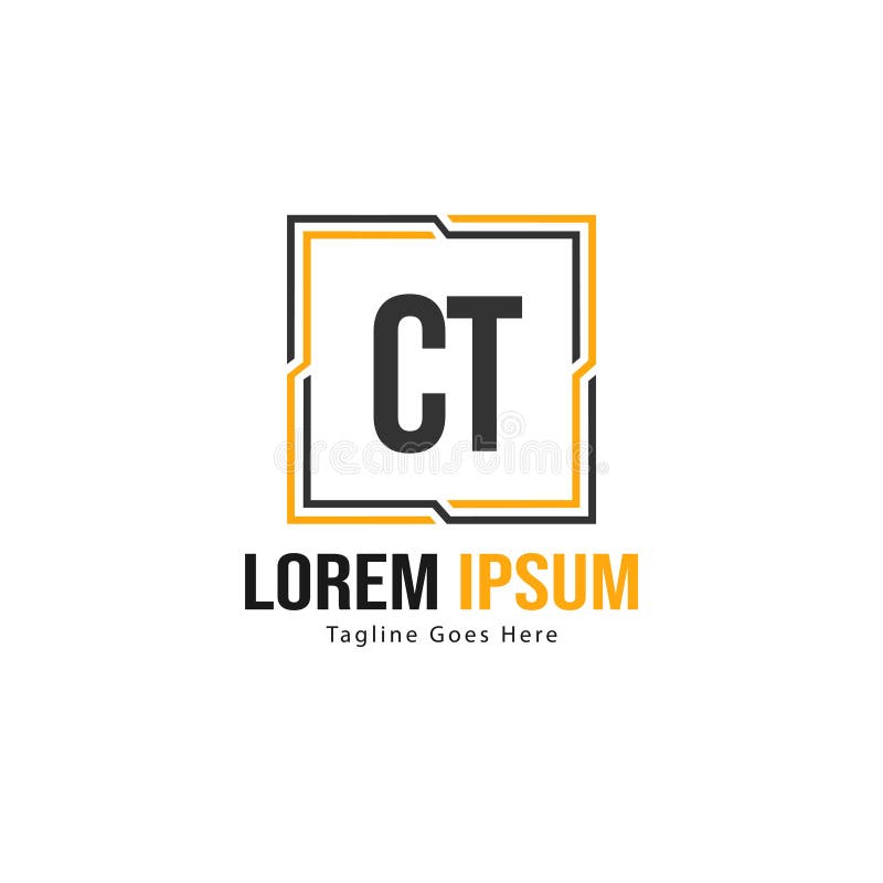 Initial CT Logo Template with Modern Frame. Minimalist CT Letter Logo ...