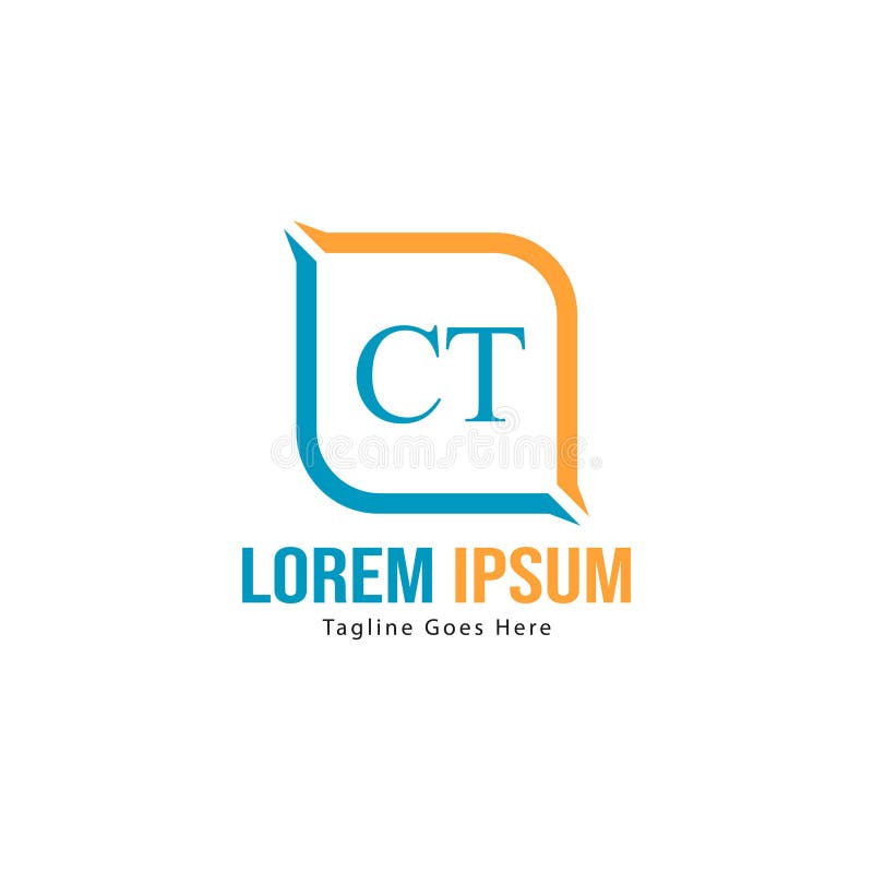 Initial CT Logo Template with Modern Frame. Minimalist CT Letter Logo ...