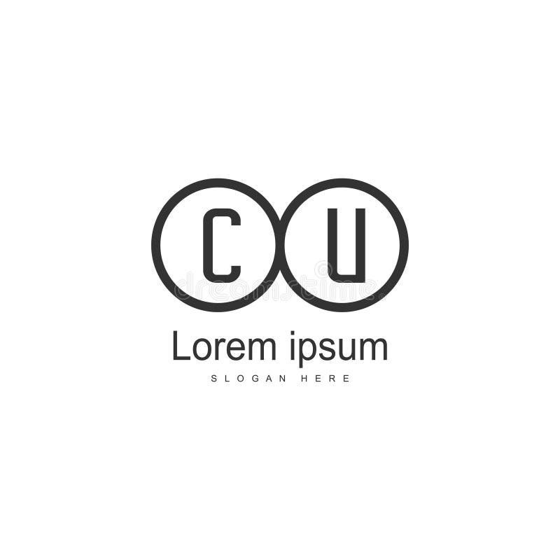 Initial CU Logo Template with Modern Frame. Minimalist CU Letter Logo ...