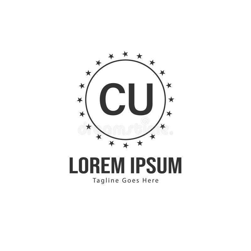 Initial CU Logo Template with Modern Frame. Minimalist CU Letter Logo ...
