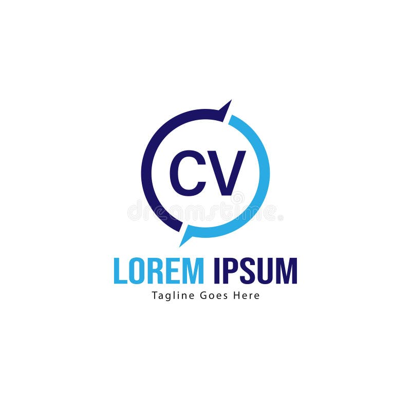 Initial CV Logo Template with Modern Frame. Minimalist CV Letter Logo ...