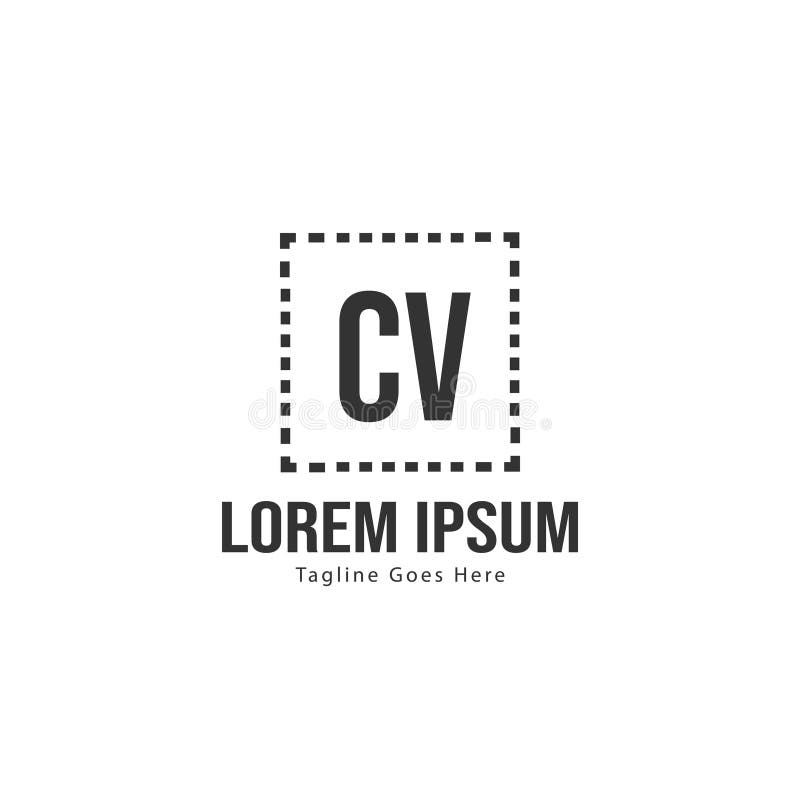 Initial CV Logo Template with Modern Frame. Minimalist CV Letter Logo ...