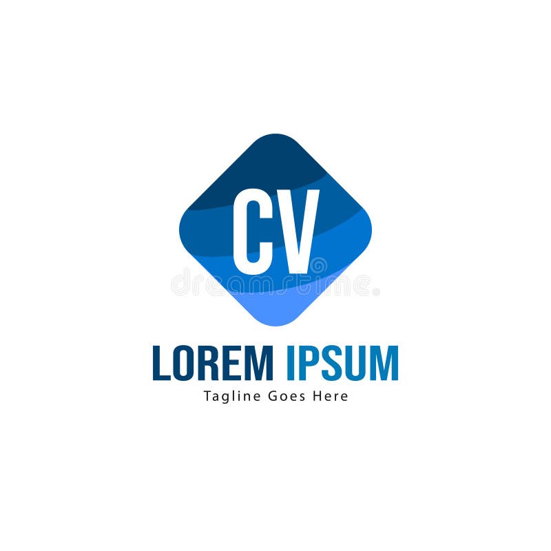 Initial CV Logo Template with Modern Frame. Minimalist CV Letter Logo ...