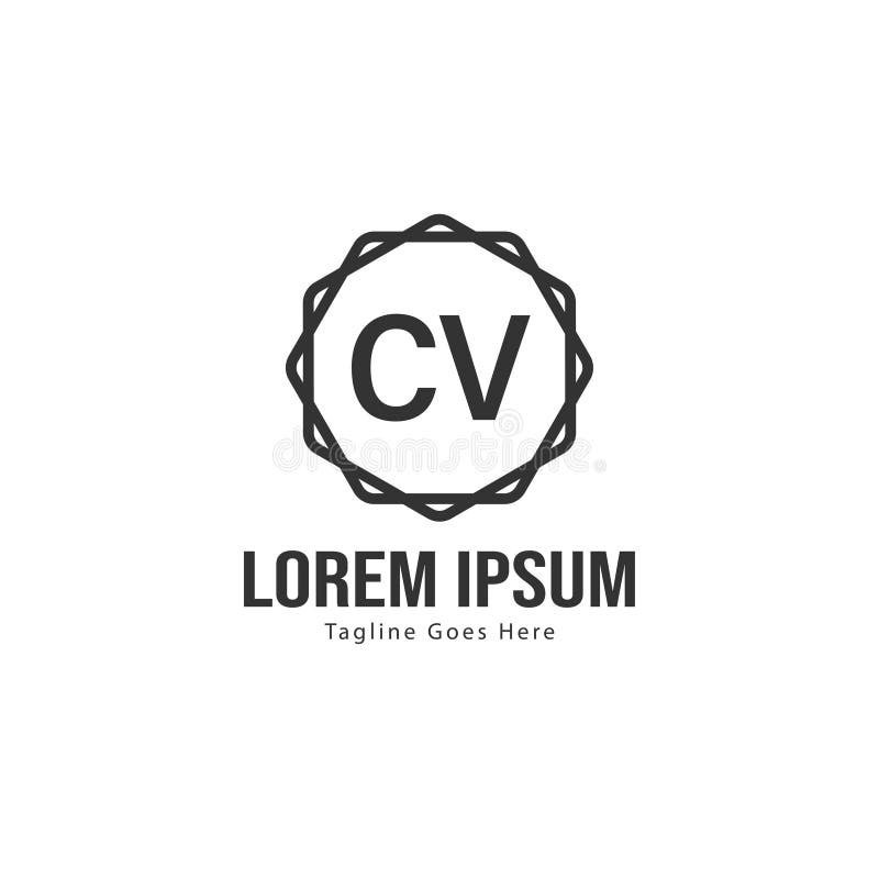 Initial CV Logo Template with Modern Frame. Minimalist CV Letter Logo ...