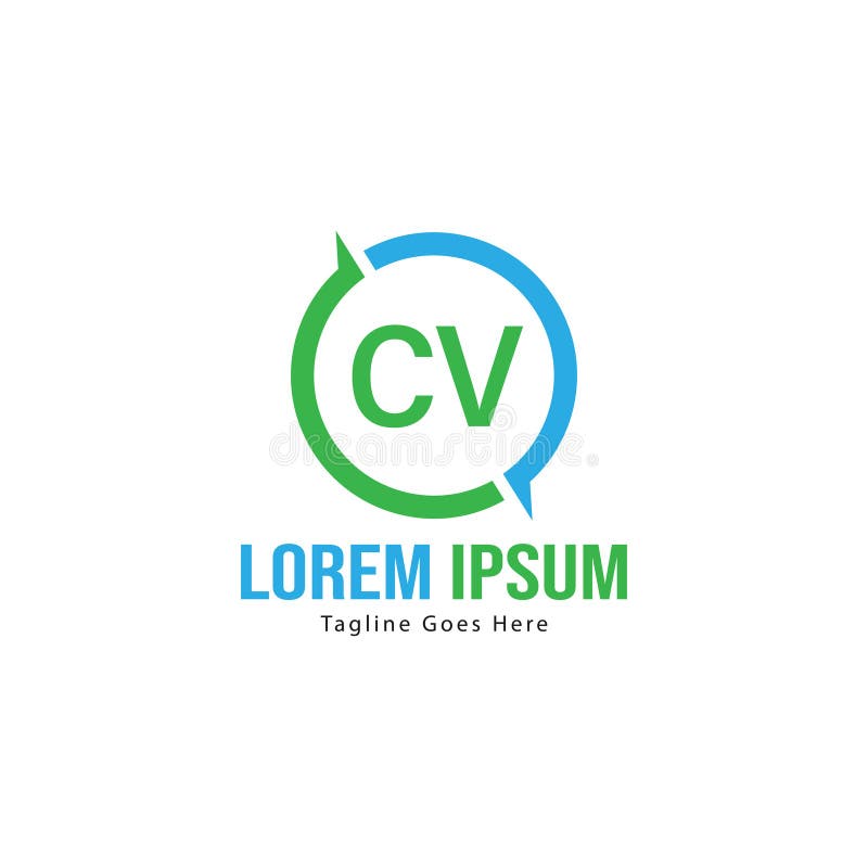 Initial CV Logo Template with Modern Frame. Minimalist CV Letter Logo ...