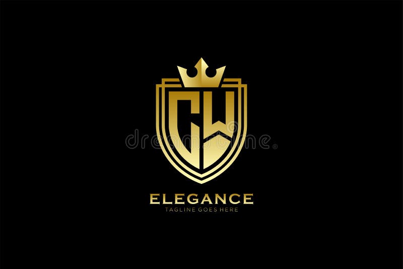 Initial CW Elegant Luxury Monogram Logo or Badge Template with Scrolls ...