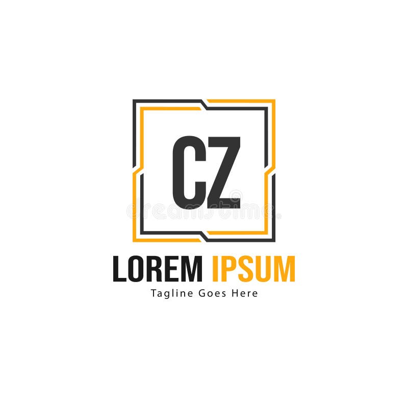 Initial CZ Logo Template with Modern Frame. Minimalist CZ Letter Logo ...