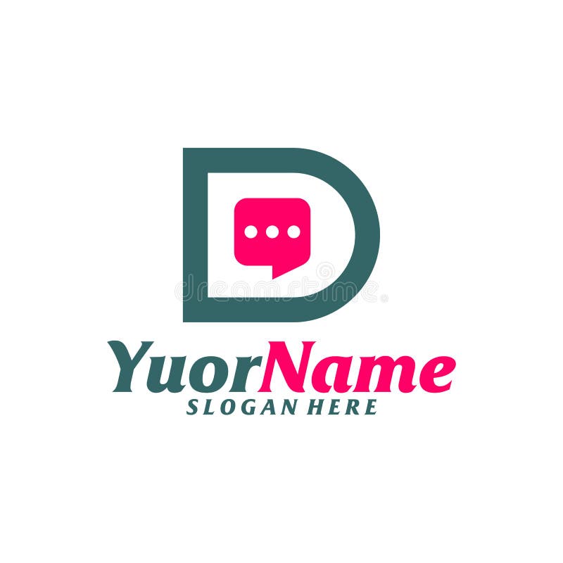 Initial D with Chat Logo Design Template. Letter D Logo Concept Vector ...