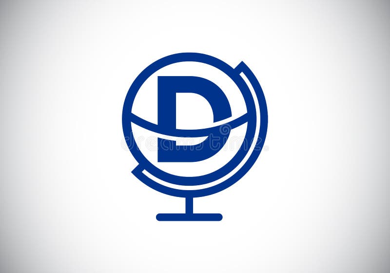 Initial D Monogram Alphabet with Earth Globe Emblem. Globe Logo Design ...