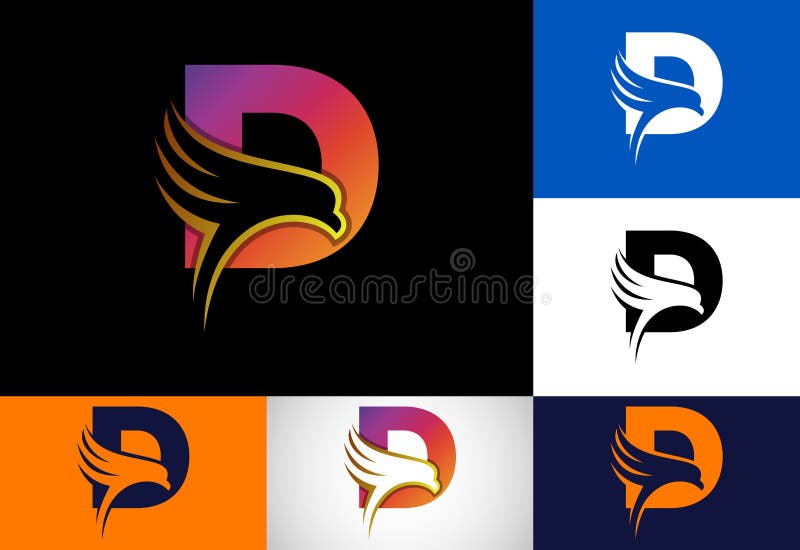 Initial D Monogram Letter with Eagle Head Negative Space Symbol. Creative Eagle Head Logo Design ...