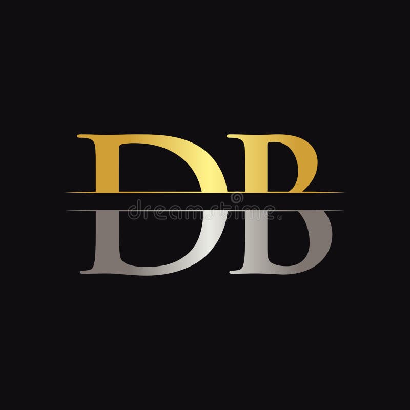 Initial Db Letter Logo Design Vector With Gold And Silver Color Db